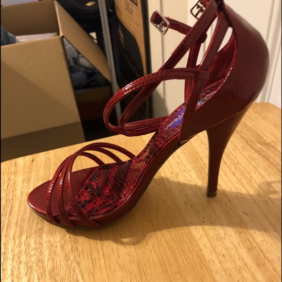 Shoes | Dark Redburgundy Color Strap Heels | Poshmark